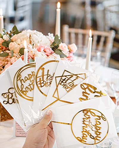 18 Pcs Gold Happy Birthday Acrylic Cake Decoration, Double-Sided Glitter of Birthday Cake Topper for Children or Adults