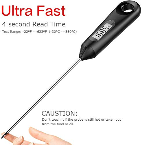 2 in 1 Stainless Steel Whisk Egg Beater & Instant Thermometer Probe 12 inch for Cooking Candy, Yogurt, Chocolate, Butter Cream, Sause, Cake