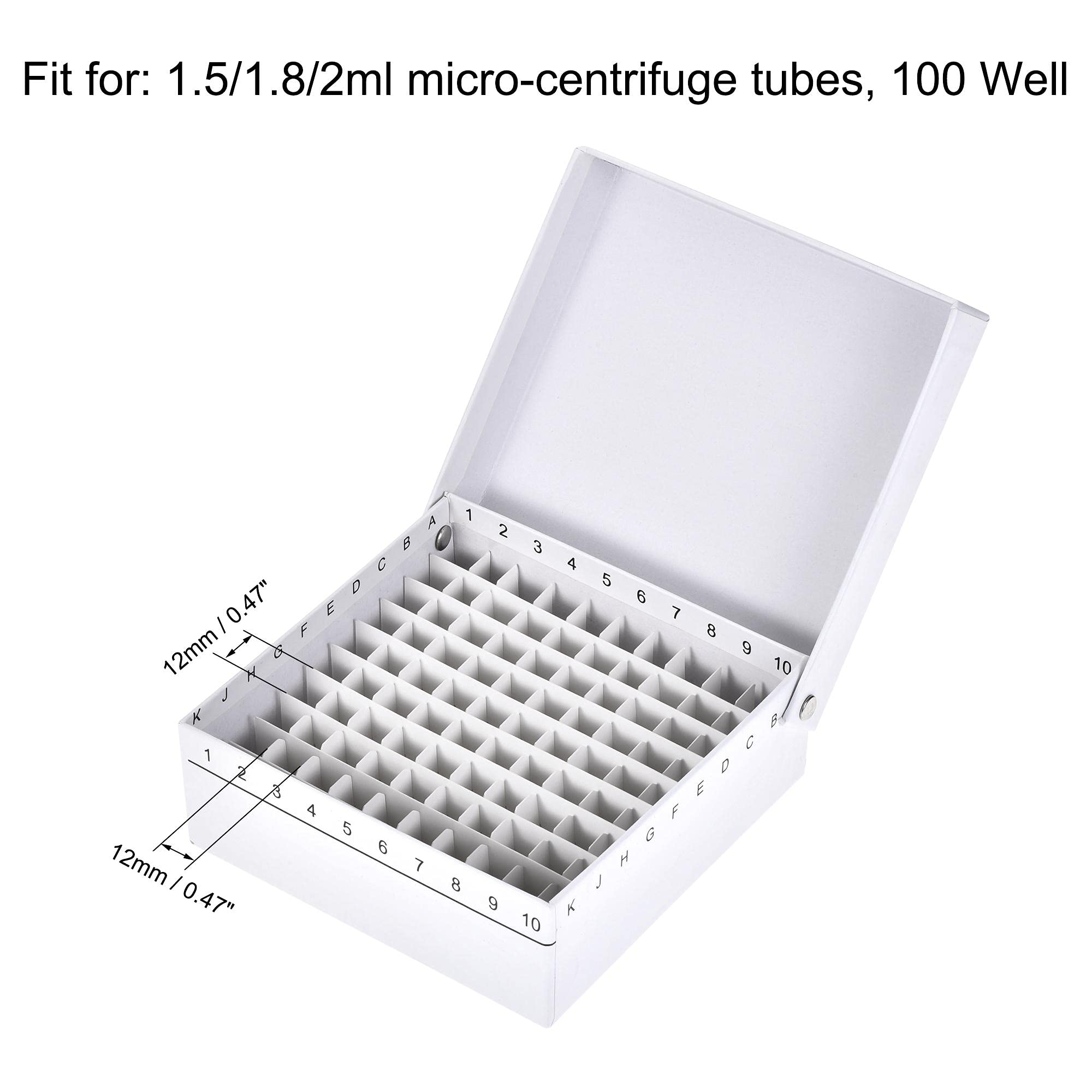 uxcell Centrifuge Tube Freezer Storage Box 100-Well Waterproof Cardboard Holder White for 1.5/1.8/2ml Micro Centrifuge Tubes
