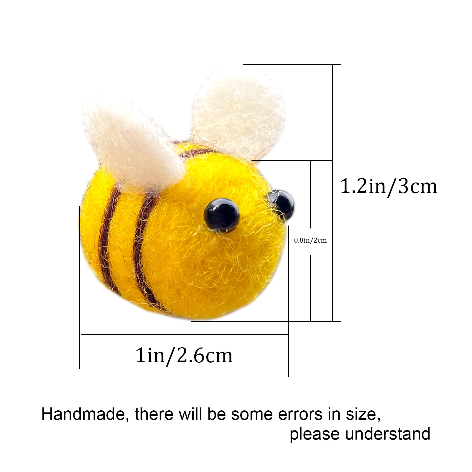 AcceLeah 25Pcs Wool Felt Bumble Bee Cute Bee Craft Ball Nursery Perfect for Baby Room Shower Gift Decorations or Costume Accessories