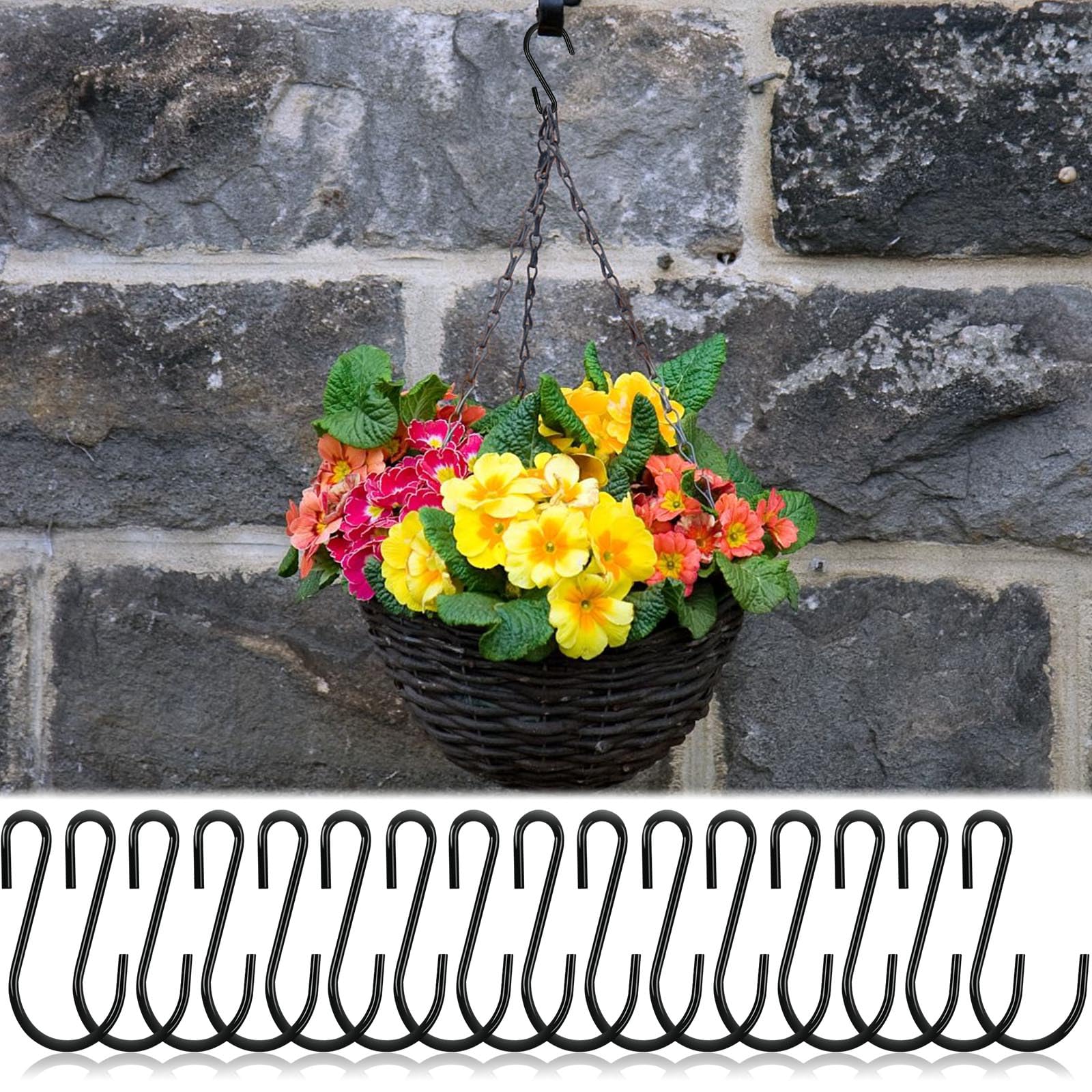 50 Pack S Hooks for Hanging Plants, 1.73 Inch Small Black S Hooks, Heavy Duty Mini S Hooks, Ornament Hooks for Hanging Jewelry, Plants Decorations, Key chains, Necklaces, Lights, Crafts