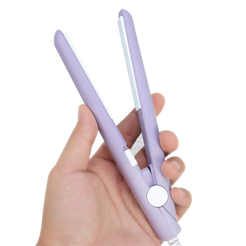 2 in 1 Mini Bangs Hair Straightener Beauty Flat Iron Heating Curler Ceramic Tourmaline Plate Wave Straightener (Green)