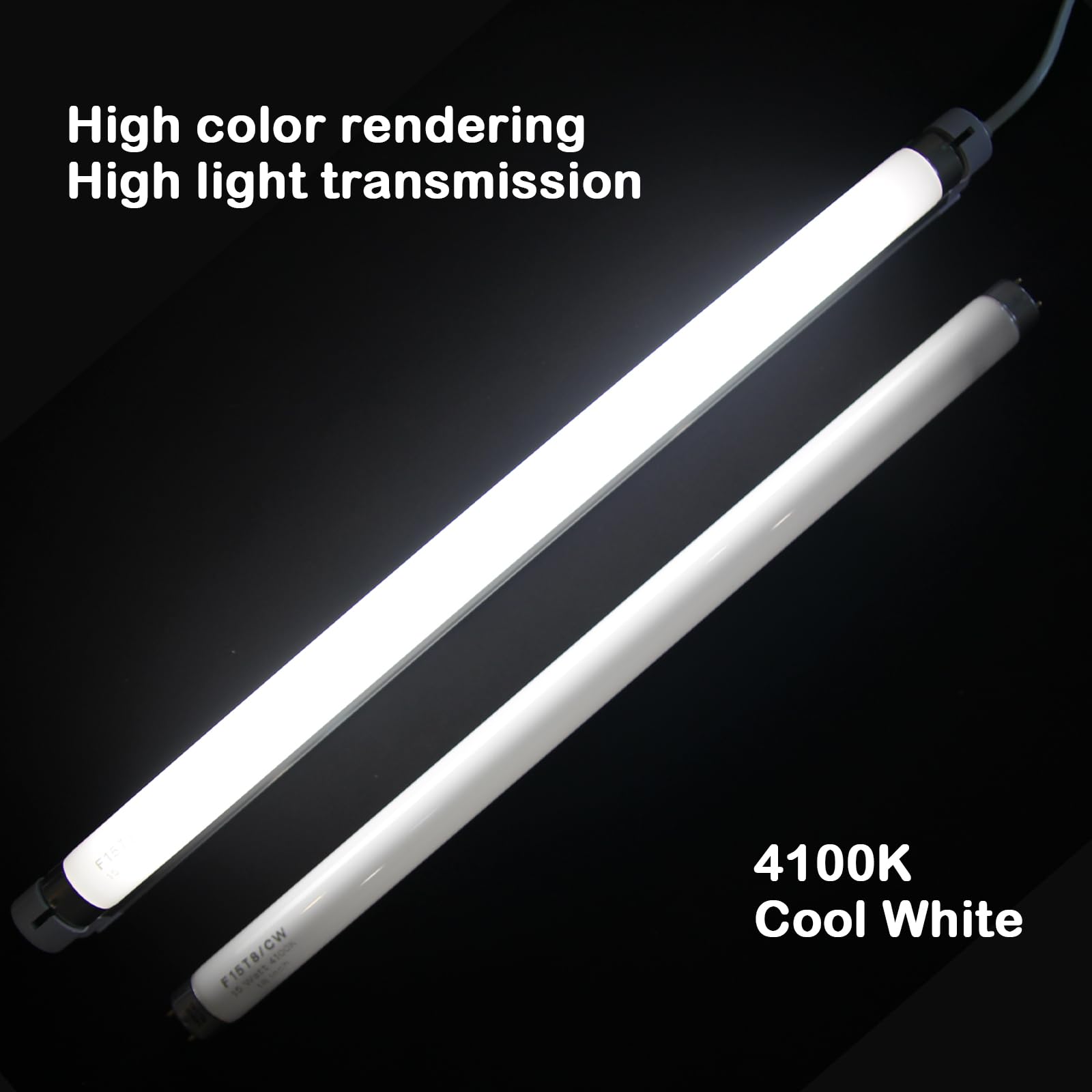 18" F15T8-CW 15 Watt Cool White,T8 Fluorescent Linear Tube Lamp,Replacement Bulb for Philips Alto ECO GE Staco Light Fixture,G13 Bi-Pin Base,4100K (4PACK)