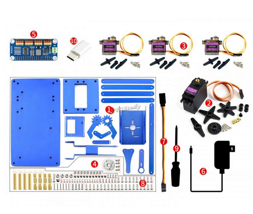 4-DOF Metal Robot Arm Bluetooth WiFi Remote Control Starter Kit Compatible with Raspberry Pi Zero/Zero W/Zero WH/2B/3B/3B+/4B Jetson Nano @XYGStudy