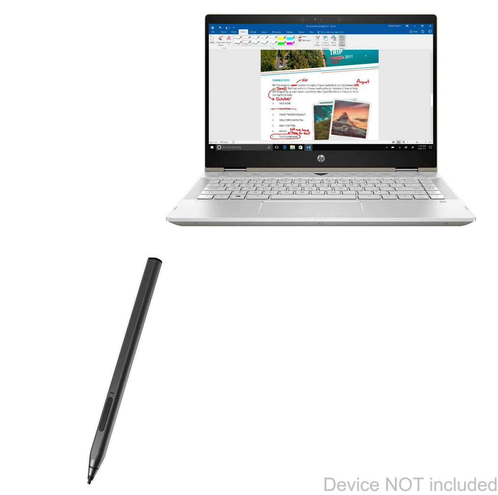 BoxWave Stylus Pen Compatible with HP Pavilion x360 Convertible 2-in-1 (14") - ActiveStudio Active Stylus, Electronic Stylus with Ultra Fine Tip - Jet Black