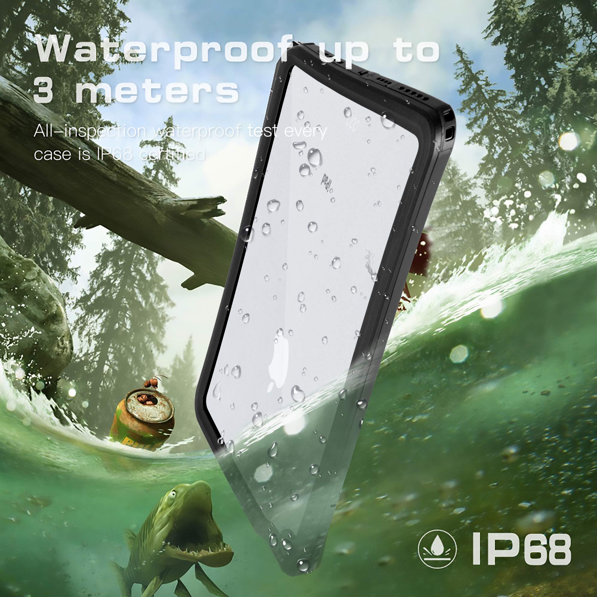iPad Air 4/5 Waterproof Case 2020/2022, iPad Air 4th Gen/5th Gen 10.9 inch Underwater Protective Dustproof Shockproof Case Cover with 360 Full-Body Protection,with Lanyard and Kickstand