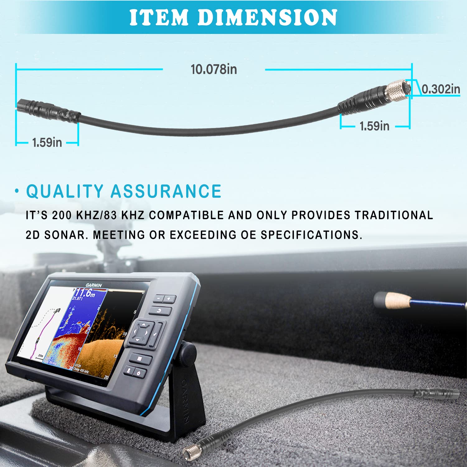 1852072 MKR-US2-12 Universal Sonar 2 Adapter Cable Compatible with Garmin Echo, echoMAP, Striker Series Fishfinder