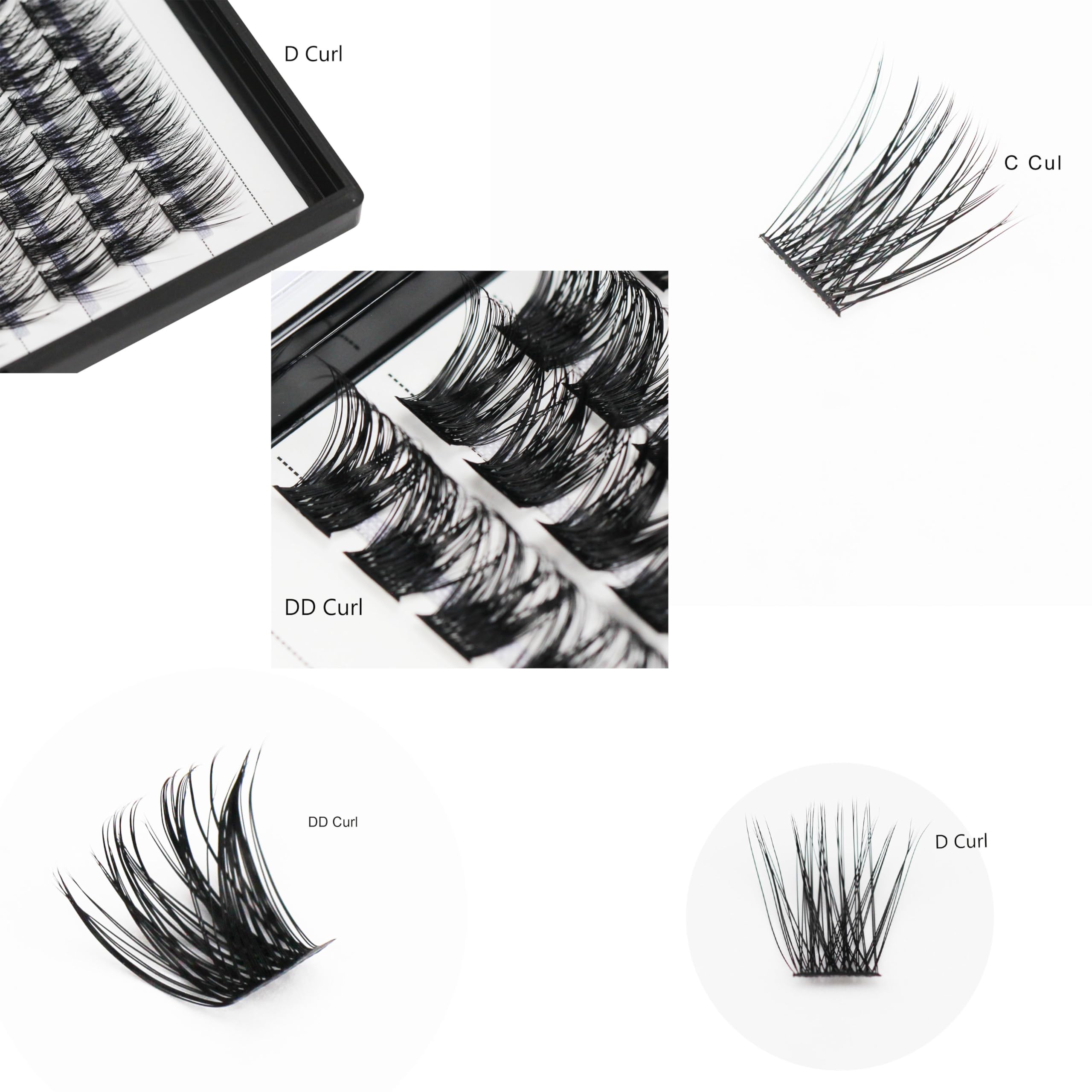 Vayator Mixed Size Kit with Applicator and Lash Bond & Seal 8-14mm/10-16mm/14-20mm Mix D Curl/DD Curl Makeup Cluster Grafting Eyelashes Individual Extension (C#8-10-12-14mm Mixed)