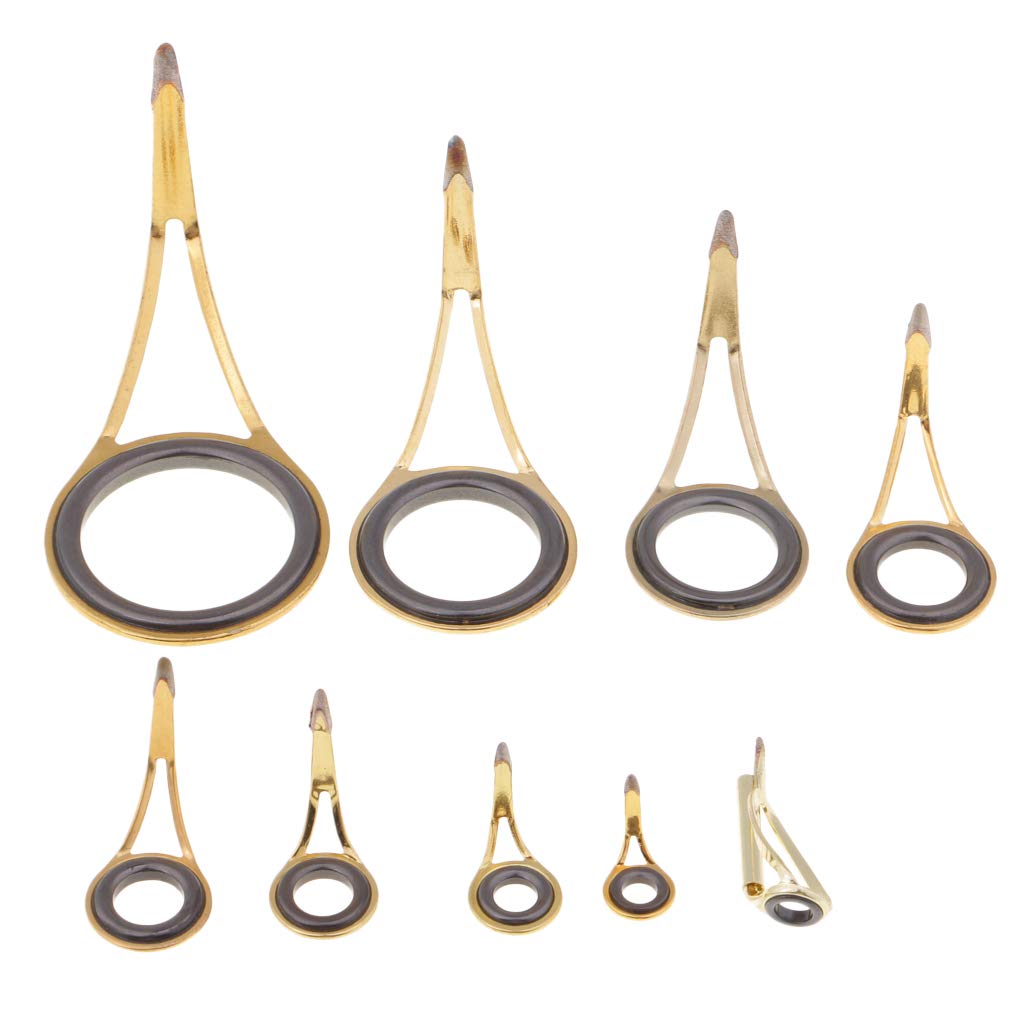 18 Pieces Fishing Rod Guides Tip Set for Rod Building Repair Kit 9 Sizes
