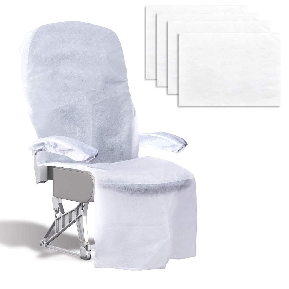 Disposable Seat Covers and Armrest Covers for Airplane Railways, Train, Bus, Office,Movie Theatre and Taxi,Eco-Friendly/Recyclable/Portable Non-Woven Seat Surface Protective Pad (Pack of 4)