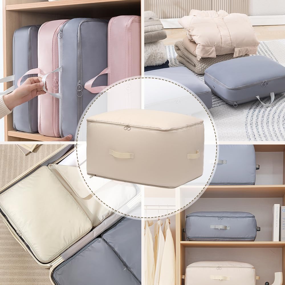 2024 New Ultra Space Saving Self Compression Organizer, Upgrade Space Saver Quilt Compression Storage Bag, Premium Comforter Storage Bag Packaging Cube Bedding Storage Bag (Grey, XL - 54 * 42 * 50cm)