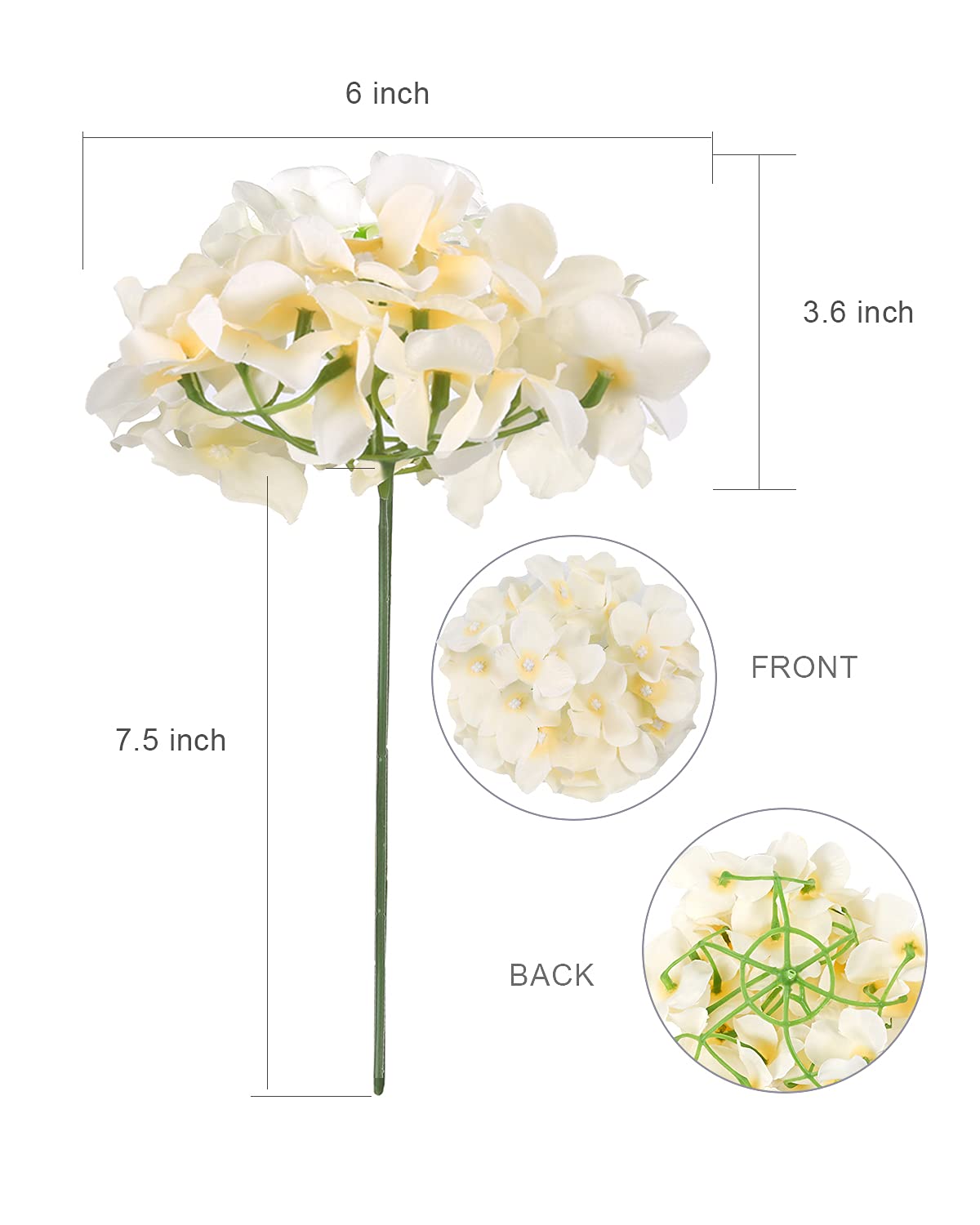 Auihiay 12 Pieces Artificial Hydrangea Flowers Silk Hydrangea Heads with Stems for Wedding Home Garden Party Decoration (Champagne)
