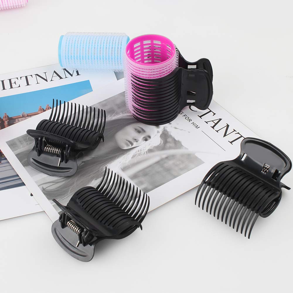 18 Pieces Hot Roller Clips Plastic Hair Curler Claw Clips Replacement Roller Clips for Small, Medium, Large and Jumbo Hair Rollers (Black)