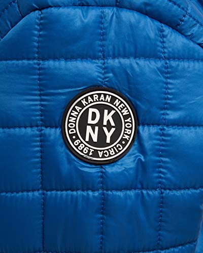 DKNY Baby Boys’ Snowsuit – Hooded Fleece Lined Warm Winter Jumpsuit – Zip Snow Pram for Newborns and Infants (0-24M), Size 3-6 Months, Blue