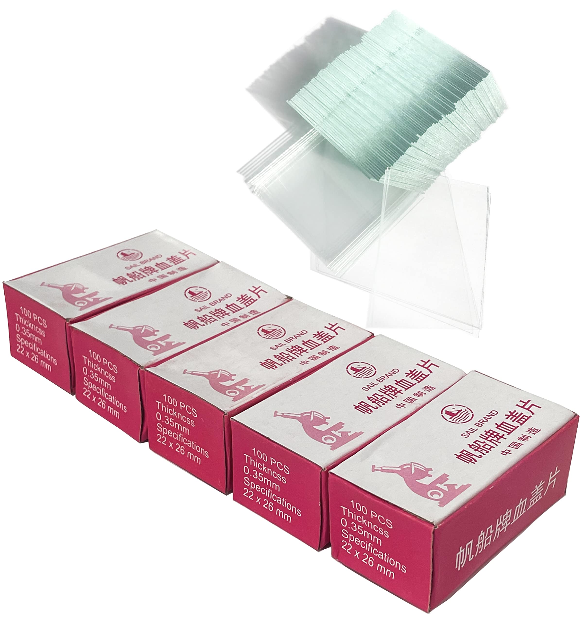 500pcs Hemocytometer Glass Cover Slip, 26mm Length, 22mm Width LAB Professional Glass Cover Slips