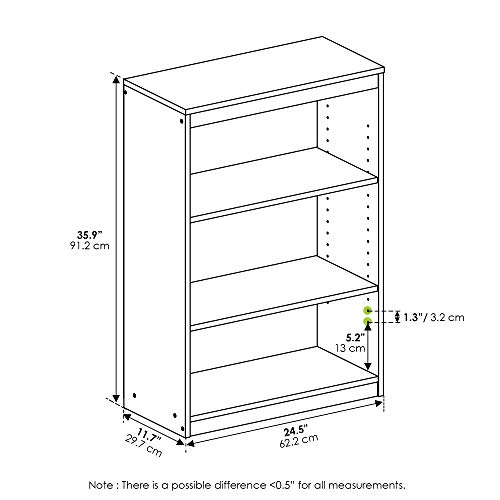 Furinno Gruen 3-Tier Bookcases, Blackwood