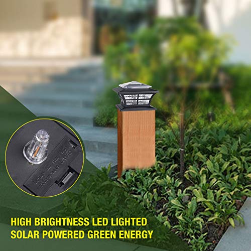 KMC LIGHTING KS4103QTX6 Post Solar Fence Lights Solar Lamp Post Lights Outdoor Solar Post Cap Lights 20 LUMENS fit for 4β Regular Fence Posts or with Included Adaptor fit for Bigger Flat Surface