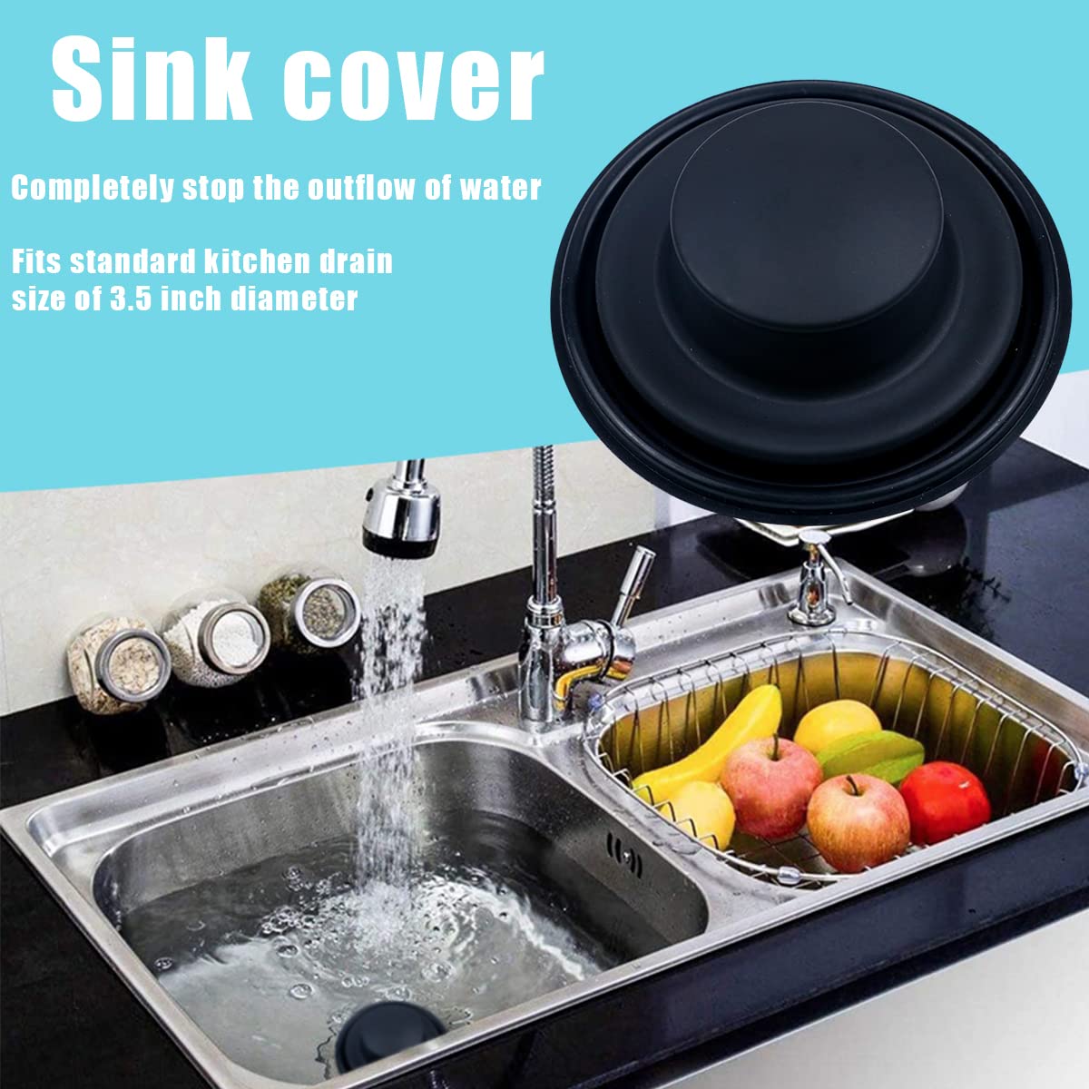 3 Pieces Kitchen Sink Stopper Strainer, 3 in 1 Kitchen Sink Basket Strainer, Universal Anti-Clogging Stainless Steel Sink Disposal Stopper, Perforated Basket Drain Filter Sieve