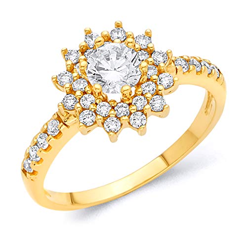 14k Yellow Gold Solid Wedding Engagement Ring - Size 8.5