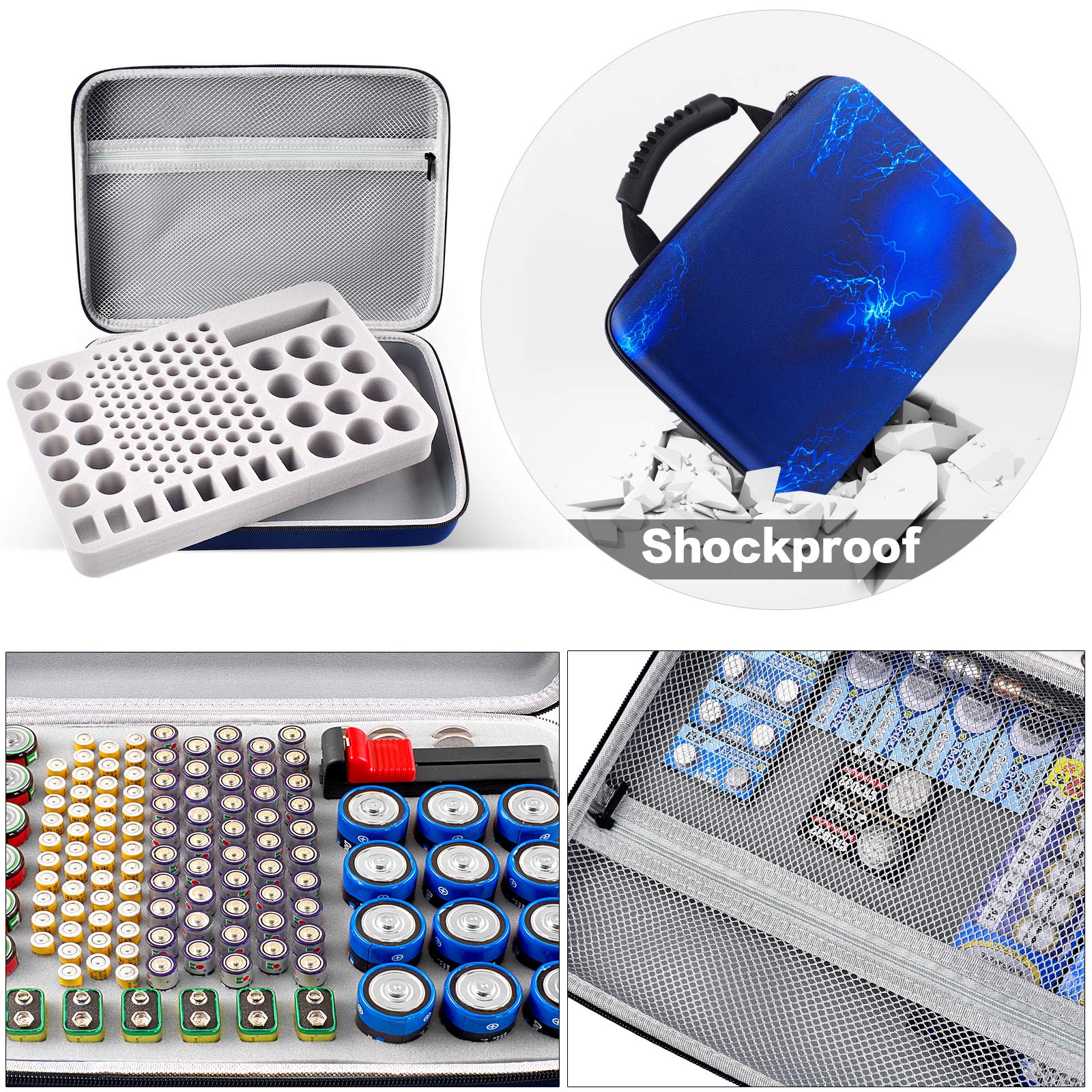Battery Organizer Storage Holder, Batteries Storage Containers Box with Battery Tester Checker. Holds 150+ Batteries AA AAA 9V C D Lithium 3V LR44 CR2016 CR1632 CR2032 CR2025 (Not Includes Batteries)