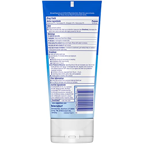 Coppertone SPORT Clear Sunscreen Lotion SPF 50, Water Resistant Sunscreen, Broad Spectrum SPF 50 Sunscreen, 5 Fl Oz Tube