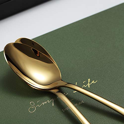 Gold Dinner Spoons, Kyraton 6 Pieces 7.5" Stainless Steel Table Spoon With Titanium Gold Plating, Gold Soup Spoons, Dessert Spoons Sliverware Dishwasher Safe Set of 6