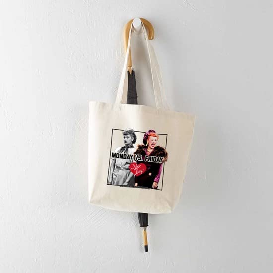 CafePress I Love Lucy Monday Vs. Friday Tote Bag Natural Canvas Tote Bag, Reusable Shopping Bag
