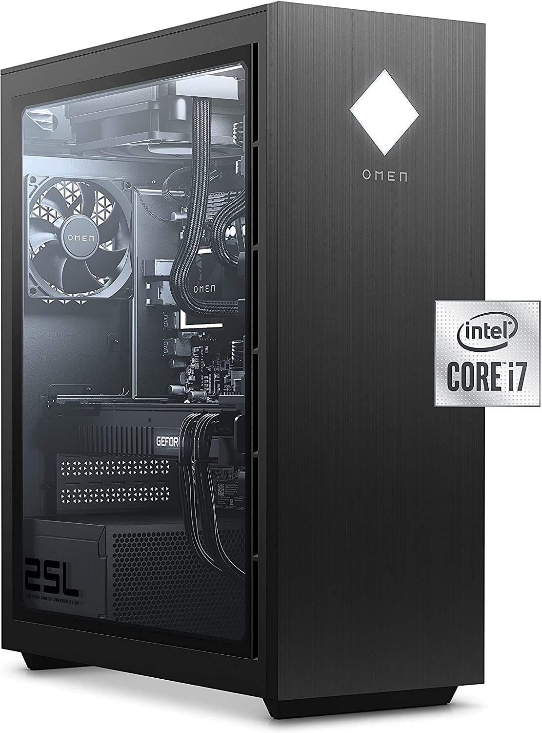 OMEN 25L Gaming Desktop Gamer Tower, GeForce RTX 2060 Graphics, 10th 8-Core i7-10700 up to 4.8 GHz (32GB DDR4 RAM | 1TB PCIe SSD | 1TB HDD) VR Ready RGB Lighting Windows 10 PRO W/JTD Mouse Pad