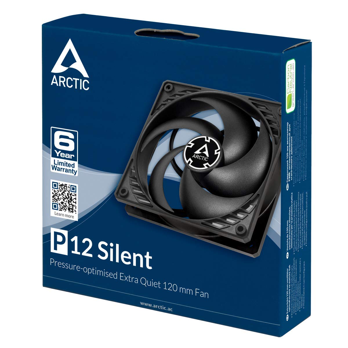 ARCTIC P12 Silent - PC Fan, 120mm Case Fan, Pressure-optimised, Very Quiet Motor, Computer, Fan Speed: 1050 RPM - Black