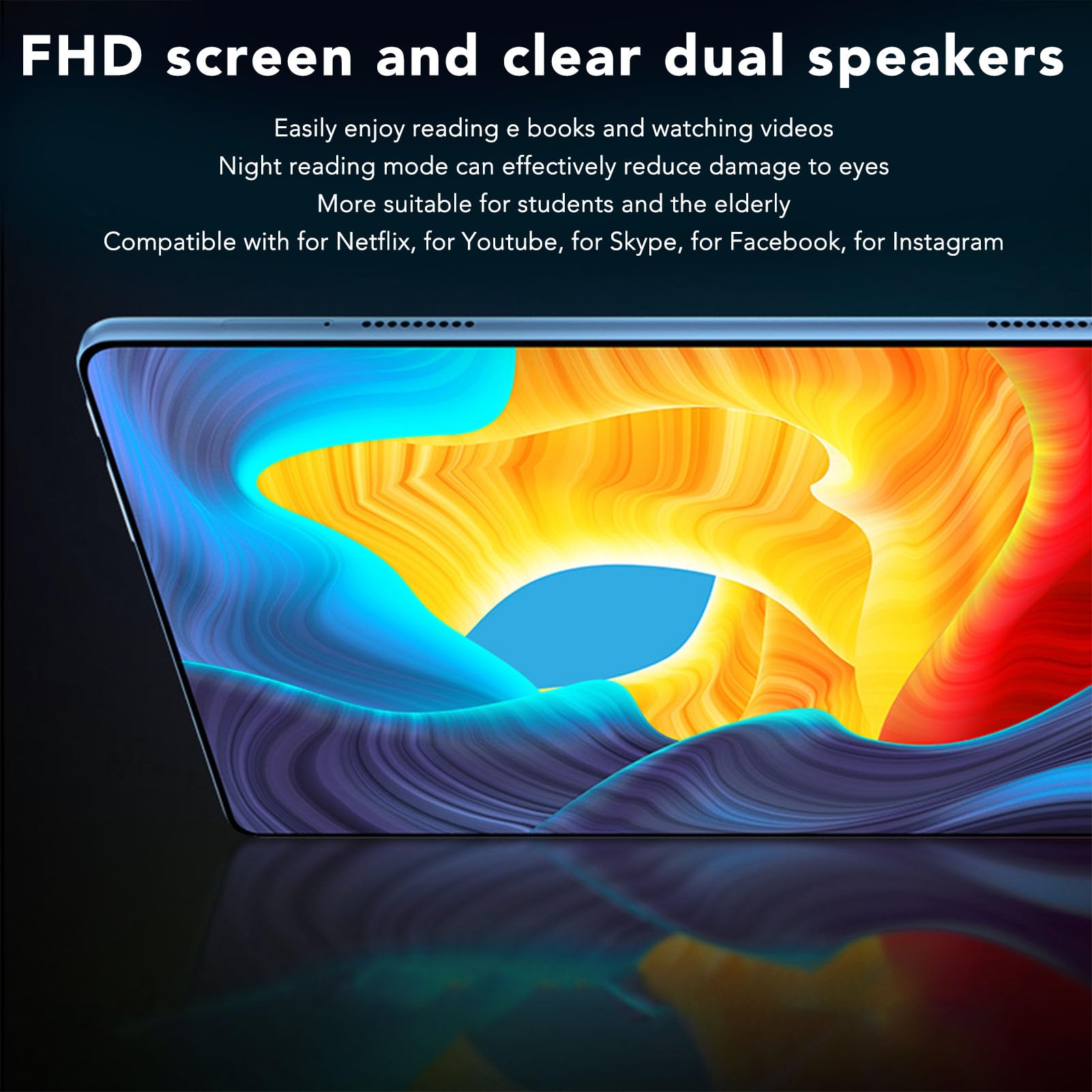 2 in 1 Tablet, 2.4GHz 5G WiFi Connection 100‑240V 8G RAM 256G ROM FHD Screen 10.1in Tablet 2 Speakers for Travel (US Plug)