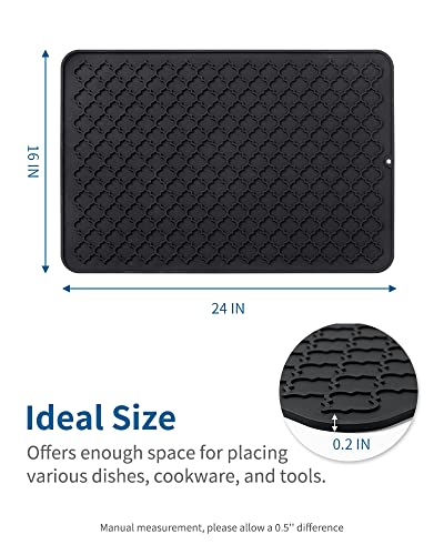 AMOAMI-Dish Drying Mats for Kitchen Counter Heat Resistant Mat Kitchen Gadgets Kitchen Accessories (16" x 24", BLACK)