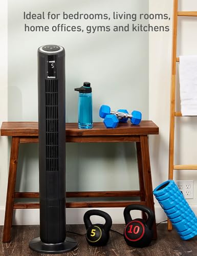 HOLMES 42" Digital Tower Fan, ClearRead Display, 90° Oscillation, 5 Speeds, 4 Modes, 8-Hour Timer, Home, Bedroom or Office, Remote Control, Matte Black