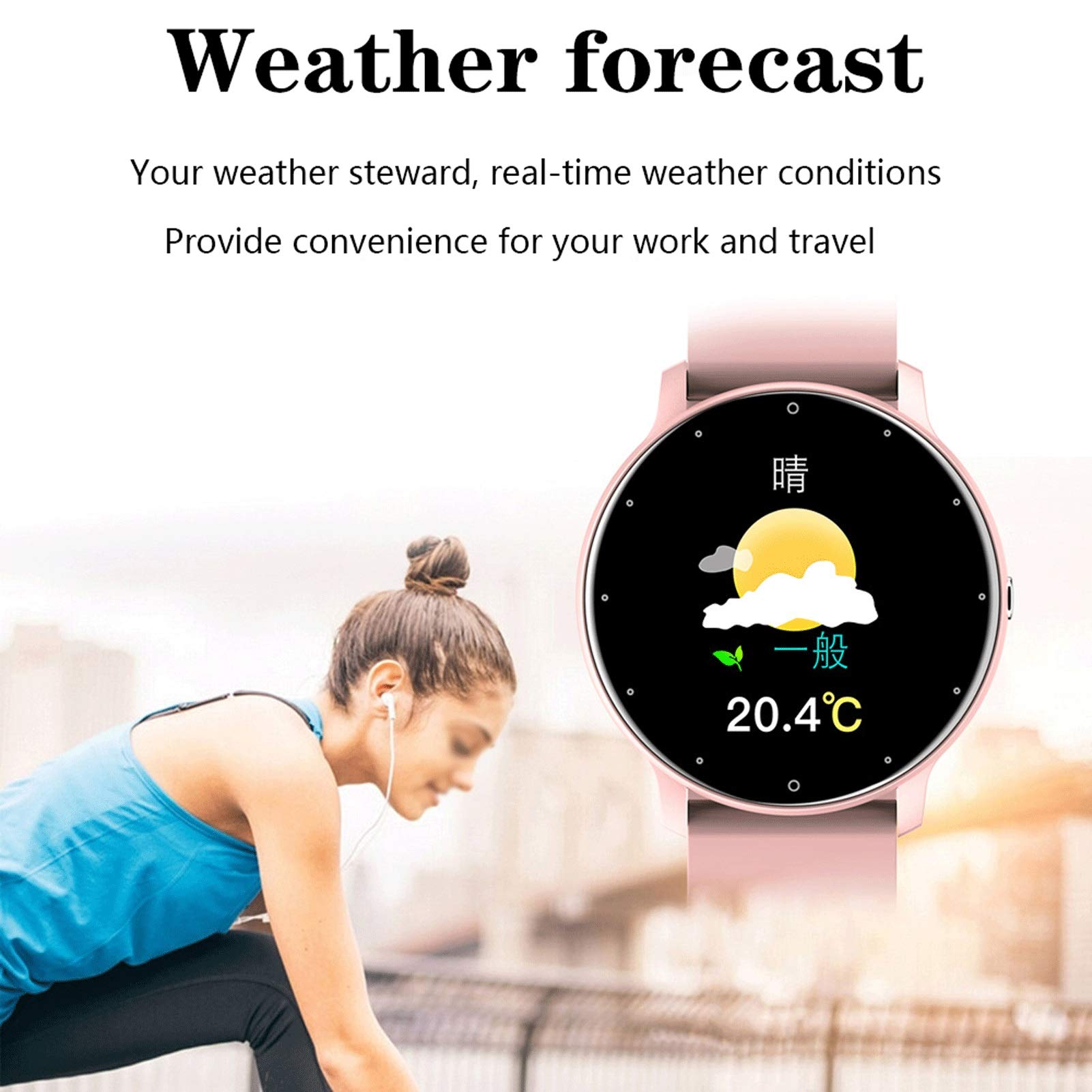 IVOBUY Men's and Women's Smart Watch ZL02 Fitness Tracker Compatible with Android and iOS Systems (Color : Black)