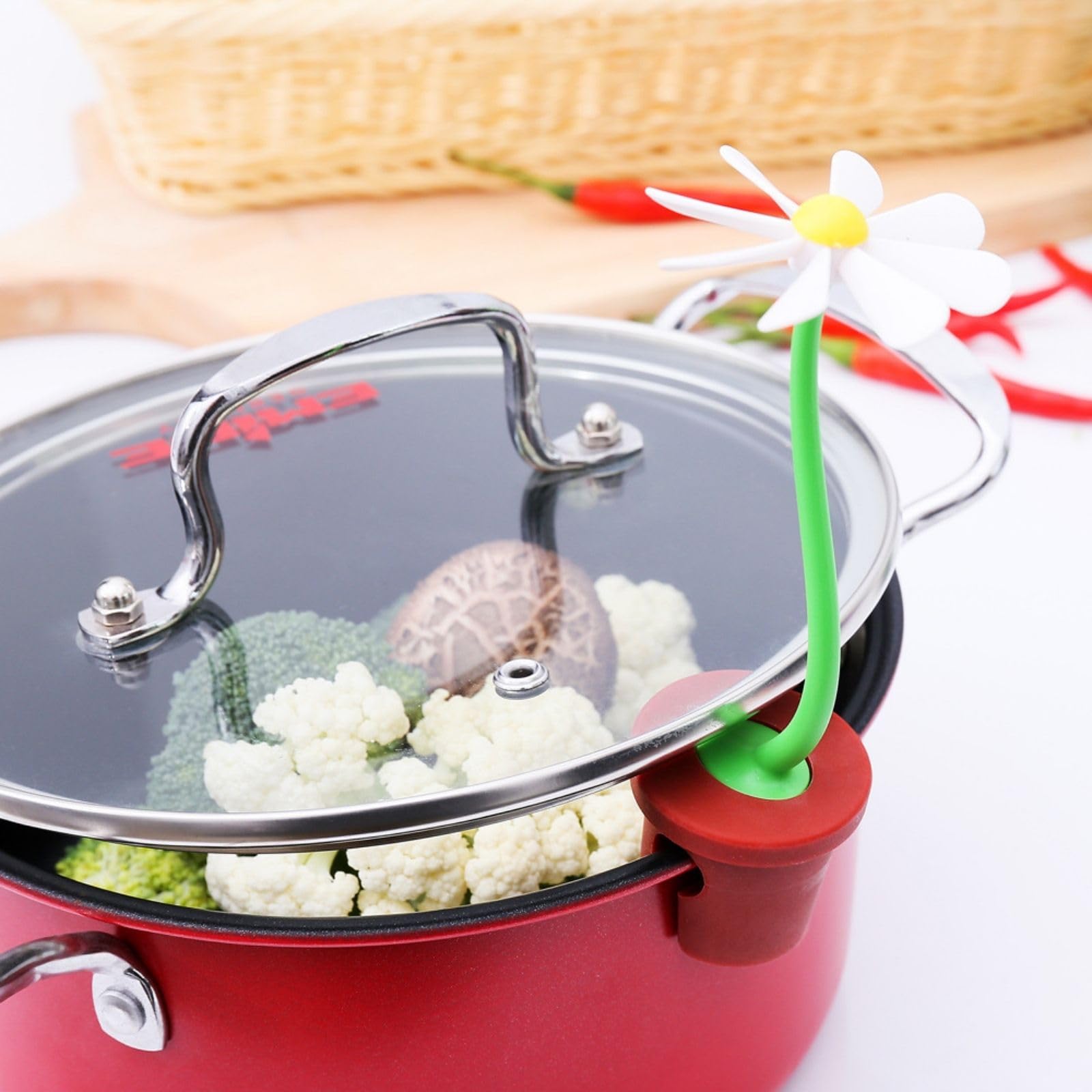 2 Pcs Pot Lid Lifter Silicone Spill Proof Lid Lifter Splash-Proof Steam Release Pan pot lid lifter Kitchen Tool Decoration Pot Lid & Cute Kitchen Accessories (2)