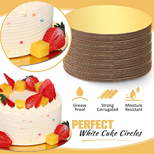 50 Pack Round Cake Boards 8" Gold Circle Cake Base Cardboard Cake Round Grease Proof Disposable Cardboard for Baking Cake Pizza