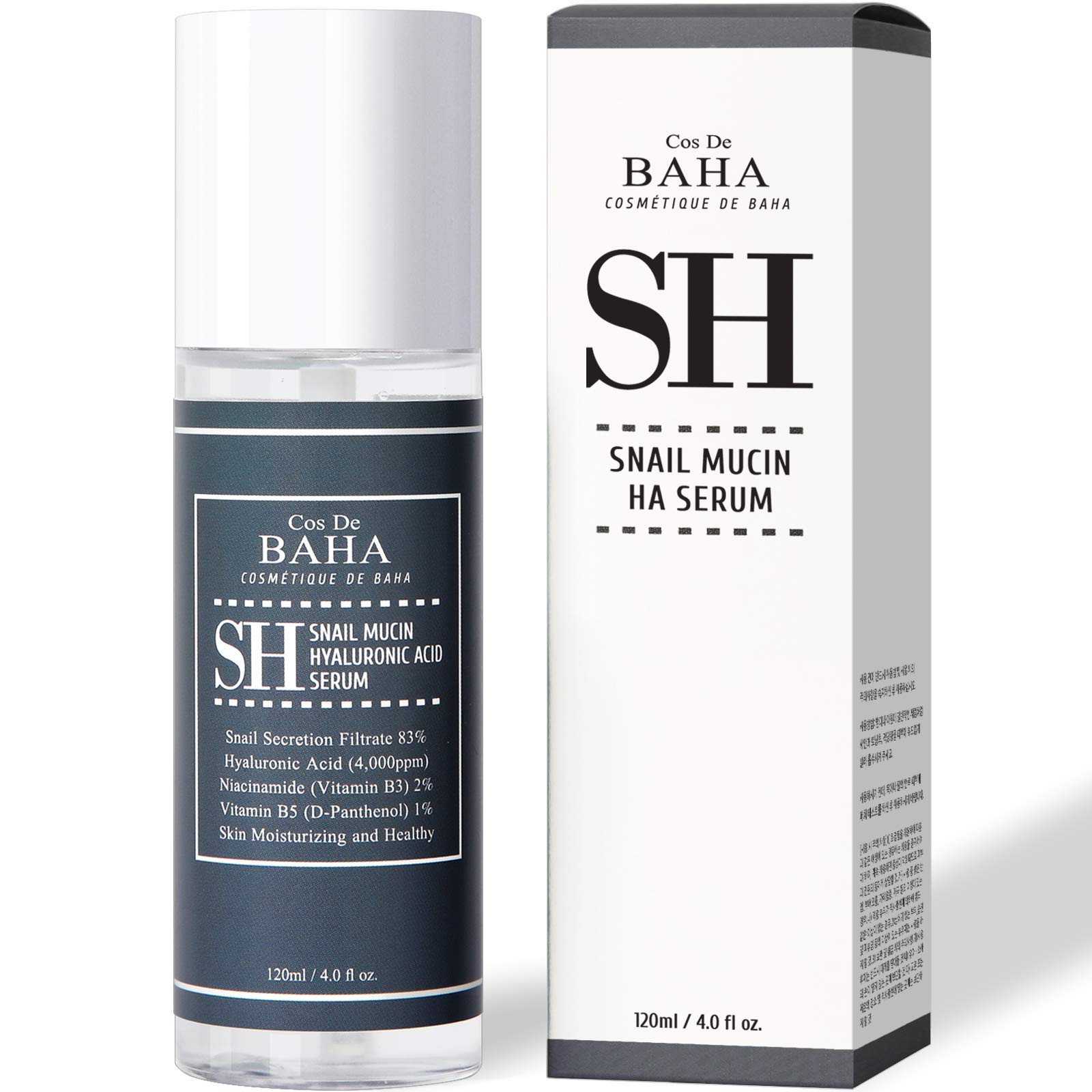 Cos De BAHA Snail Repair Intensive Facial Serum with Vitamin B3, 2% Niacinamide, and 5% Allantoin - 4 Fl Oz (120ml)