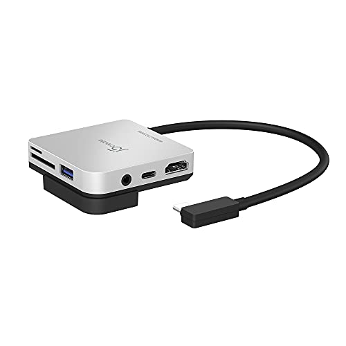 j5create iPad Pro USB C Hub- 6-in-1 Travel Dock for iPad Pro 12.9β/11β, with 4K@60Hz HDMI, USB C PD Charging 100W & Data, USB A 3.1, SD and microSD Card Reader, 3.5mm Headphone Jack (JCD612)