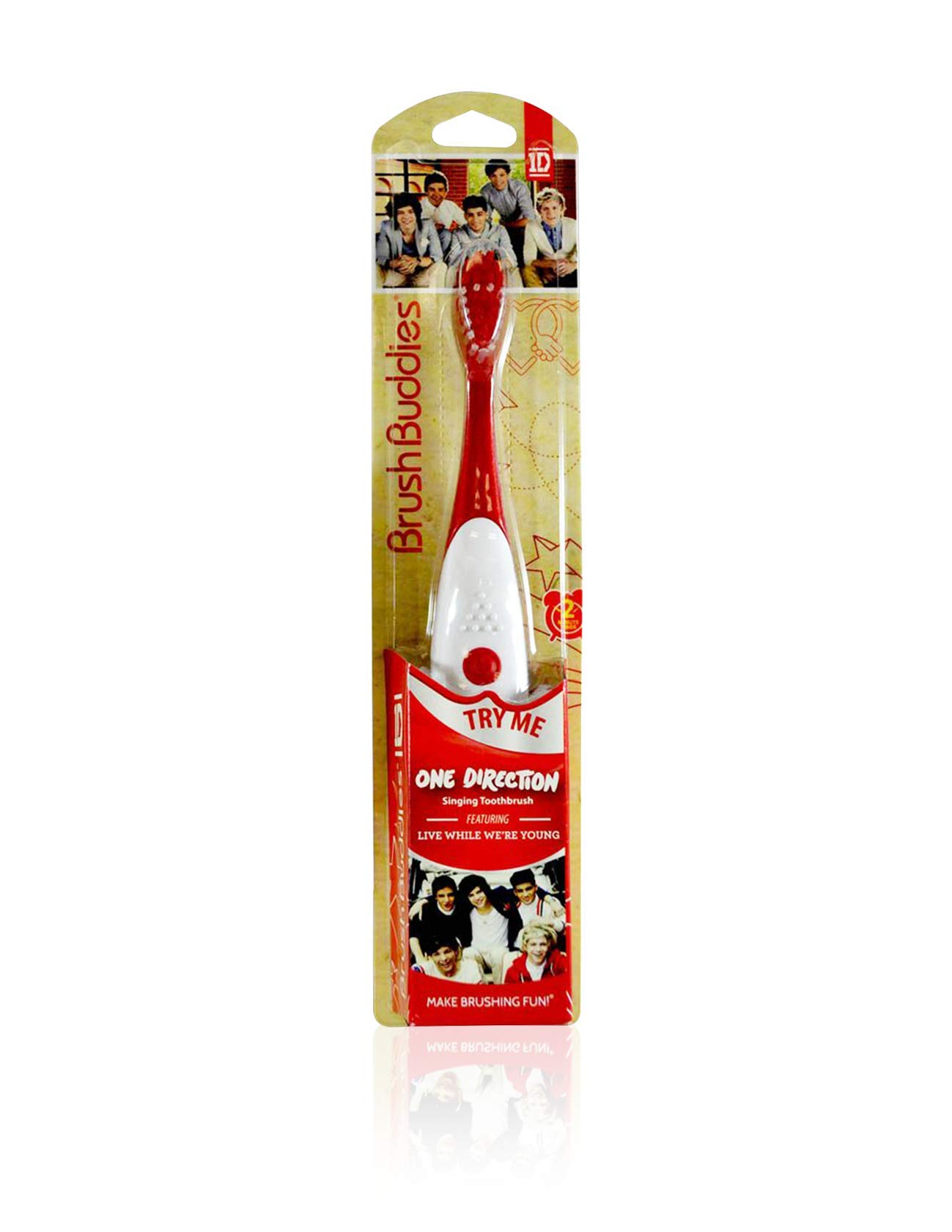 BB One Direction Singing Toothbrush (Live While We're Young) - Red, Soft, Manual, Musical, 1 Count