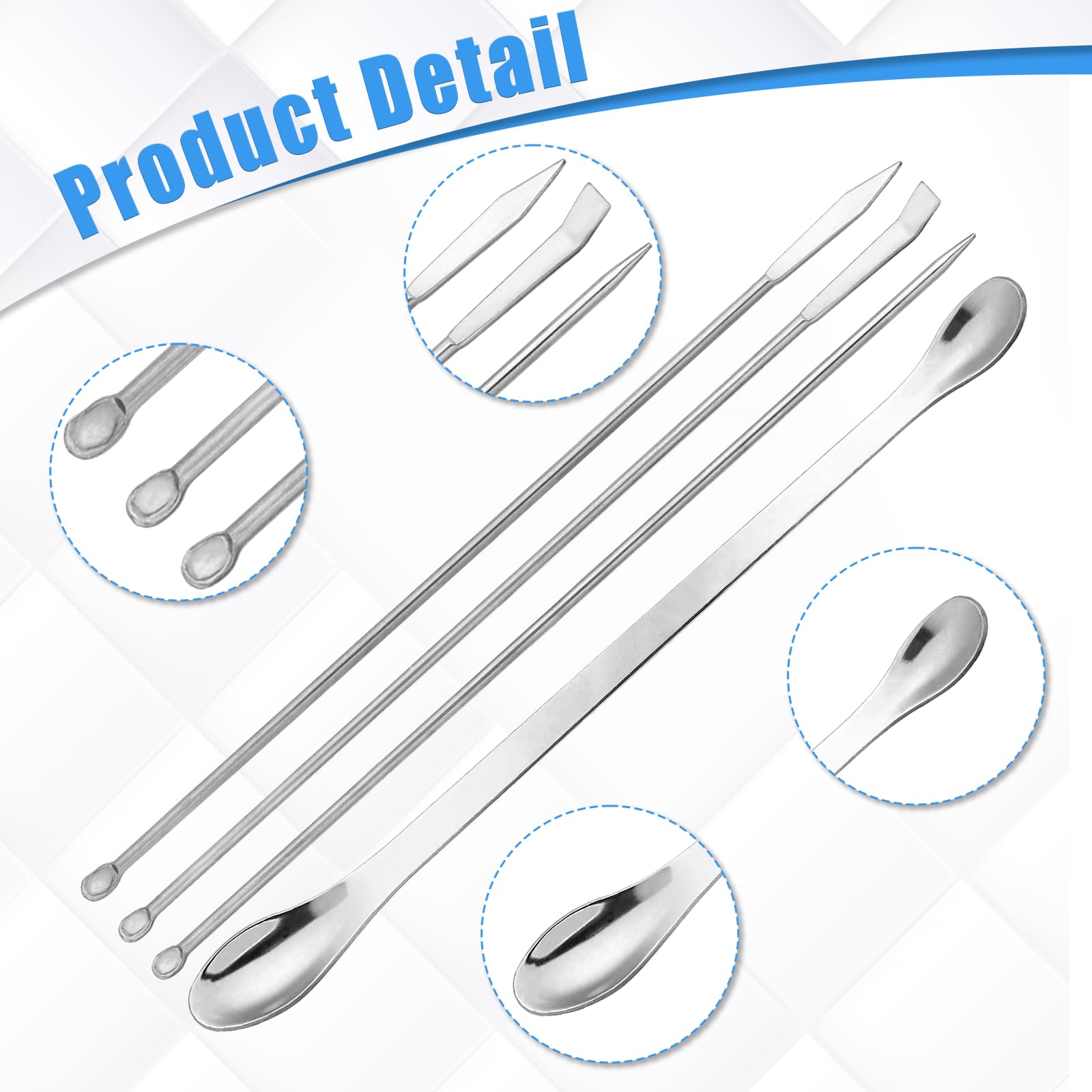 4 Pieces Micro Lab Sampling Scoop Spatulas Set Tiny Spoons for Powder Double Ended Small Measuring Spoons Micro Stainless Steel Long Sampling Spatulas Mixing Measuring Spoon for Laboratory Equipment