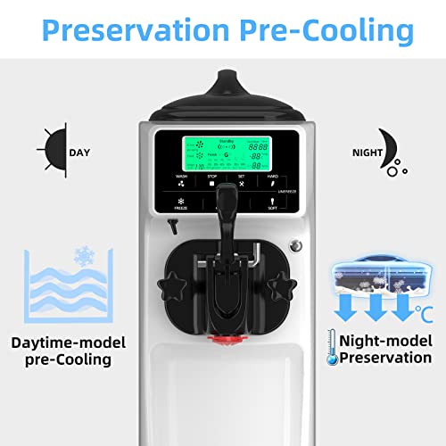 GSEICE Commercial Ice Cream Maker Machine for Home, 3.2 to 4.2 Gal/H Soft Serve Ice Cream Machine with Pre-cooling, 1050W Single Flavor Ice Cream Maker machine With 1.6 Gal Tank