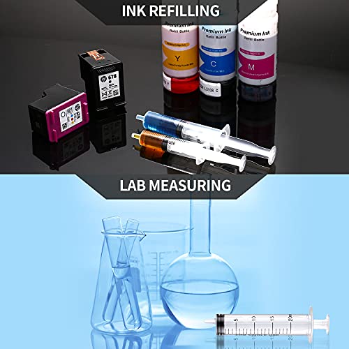 BSTEAN 20ml Syringe without Needle, Individually Wrapped for Industrial, Scientific, Measuring, Watering, Pet Feeding, Liquid Refilling and Dispensing (Pack of 10)