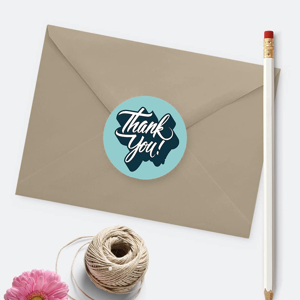 Thank You Stickers, 1.5" Thank You Stickers Roll for Small Business, Decorative Sealing Stickers for Envelope, Gifts, Boxes, Bags, Packaging, Holiday, 500 Pieces Each Roll Blue
