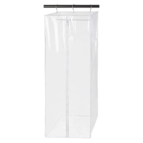 Garment Bag - Clear Hanging Closet Organizer - Durable Zippered Cover with Rod Protects Dresses, Suits, and Jackets from Dust and Moist- Top Metal Frame to Keep All Your Stuff in Shape- 42" x 20" x 15