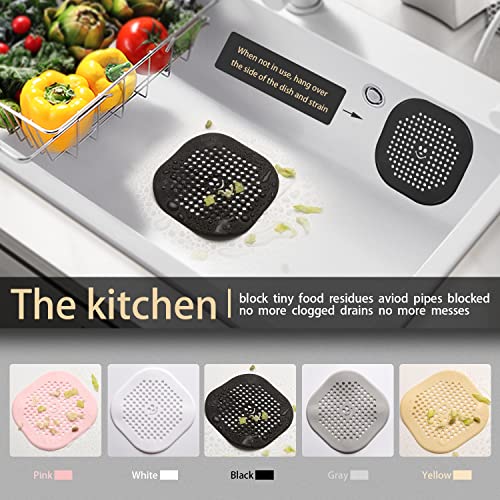 2 Pack Drain Hair Catcher Durable Silicone Drain Protector Bathroom Accessories Hair Stopper Drain Cover for Shower Kitchen Bathroom Tub Pink
