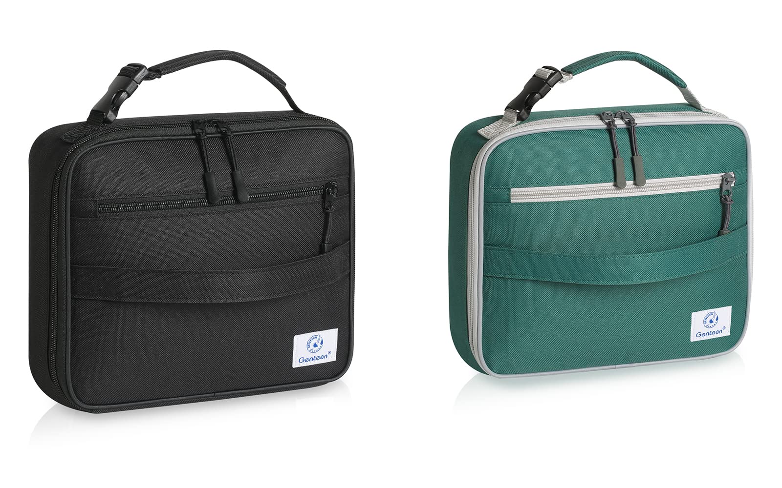 2 Insulated Lunch Bags (Black & Green)