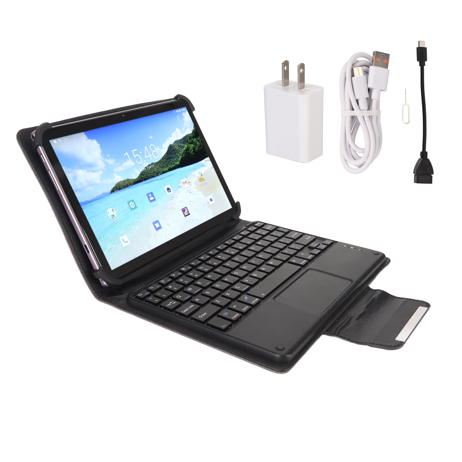 2 in 1 Tablet 10.1 Inch, for Android 12 Tablet with Keyboard, 8GB RAM 256GB ROM, Octa Core Processor, 16MP Camera, WiFi, FHD Screen for Students, Seniors (US Plug)