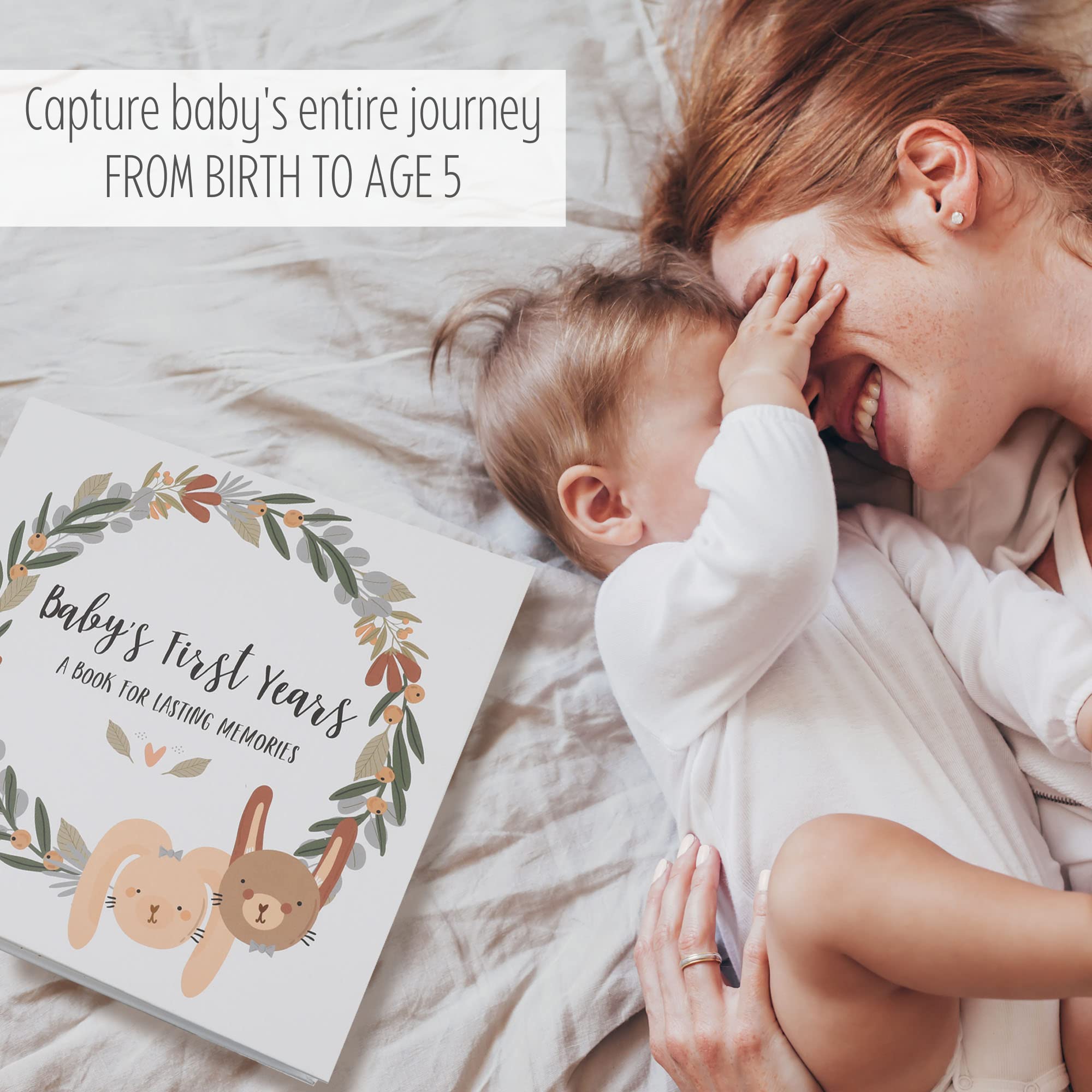 ZICOTO Keepsake Baby Memory Book - 100-Page Scrapbook with 5 Small Boxes for Precious Memories and Milestones from Pre-Birth to 1st Birthday