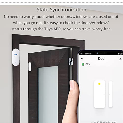 3 Pack WiFi Door Sensor Detector, Smart Wireless Window Sensor Real-time Alarm Compatible with Alexa Google Assistant, Home Security Door Open Contact Sensor for Bussiness Burglar Alert