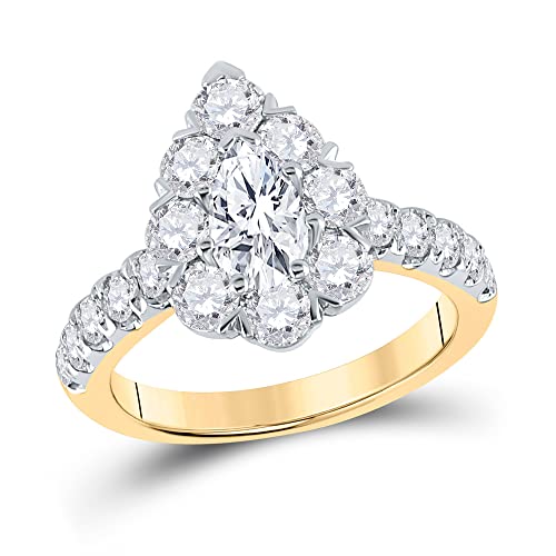 14kt Yellow Gold Pear Diamond Halo Bridal Wedding Engagement Ring 2-3/8 Cttw