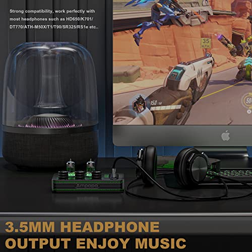 Ampapa A1 Vacuum Tube Phono Preamp, Headphone Amp, Hi-Fi Audiophile Preamplifier for MM Turntable Record Player with Tone Control for Home Stereo Audio System